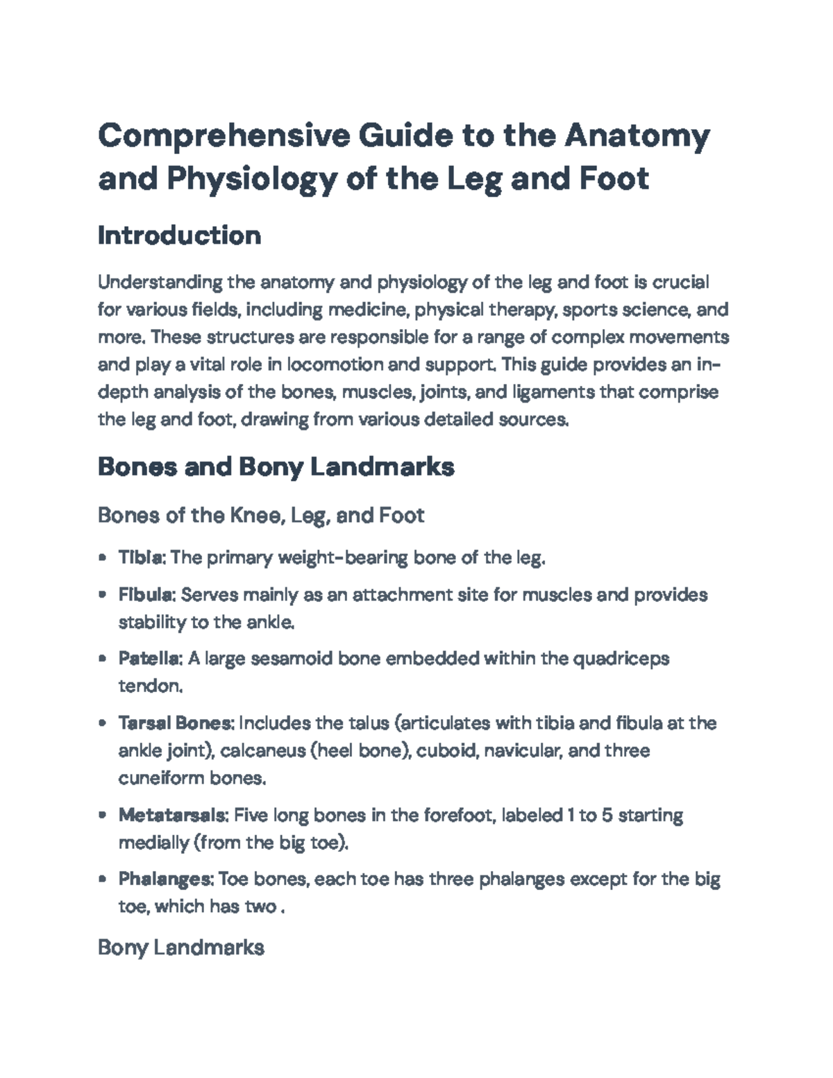 Comprehensive Guide to Leg and Foot Anatomy & Physiology ...