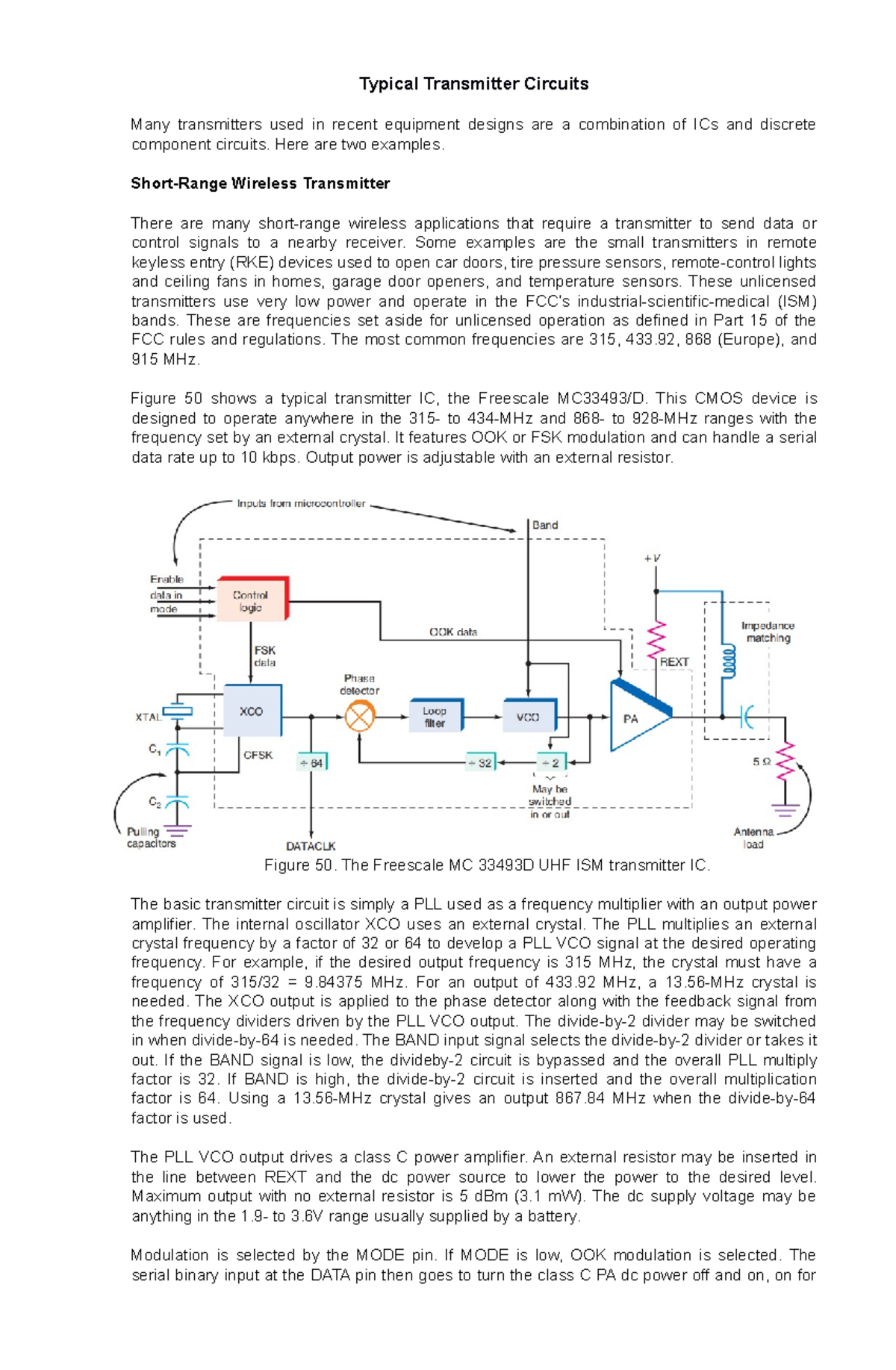 Transmitter Circuit Overview: ICs & Software-Defined Radio - Studocu