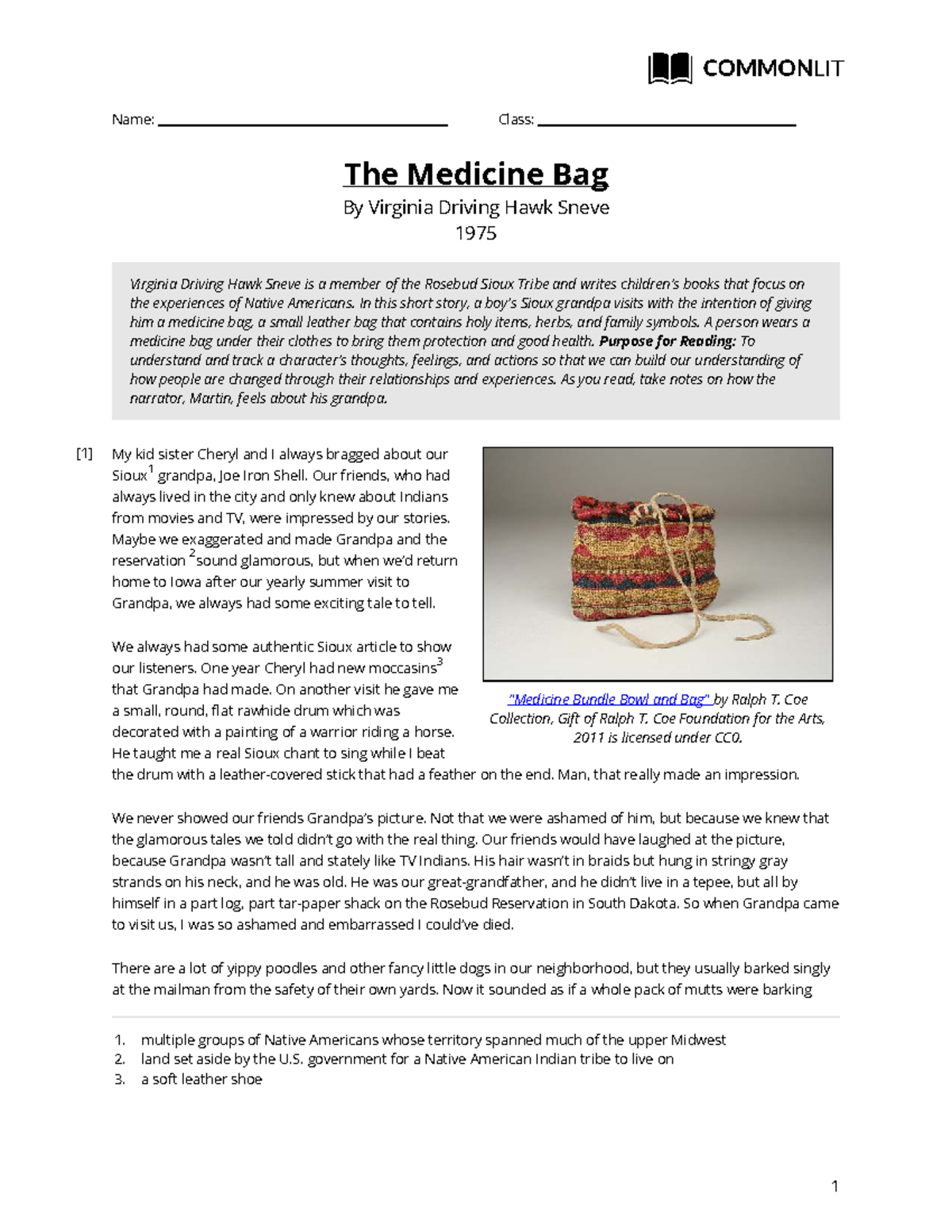 The Medicine Bag (ENG 101) - A Sioux Family Tradition and Journey of ...
