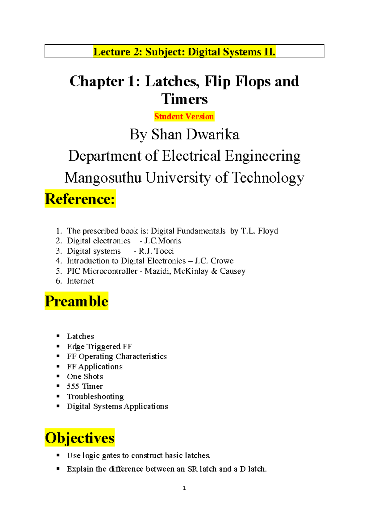 Chapter 1: Latches, Flip Flops, and Timers (Digital Systems II) - Studocu
