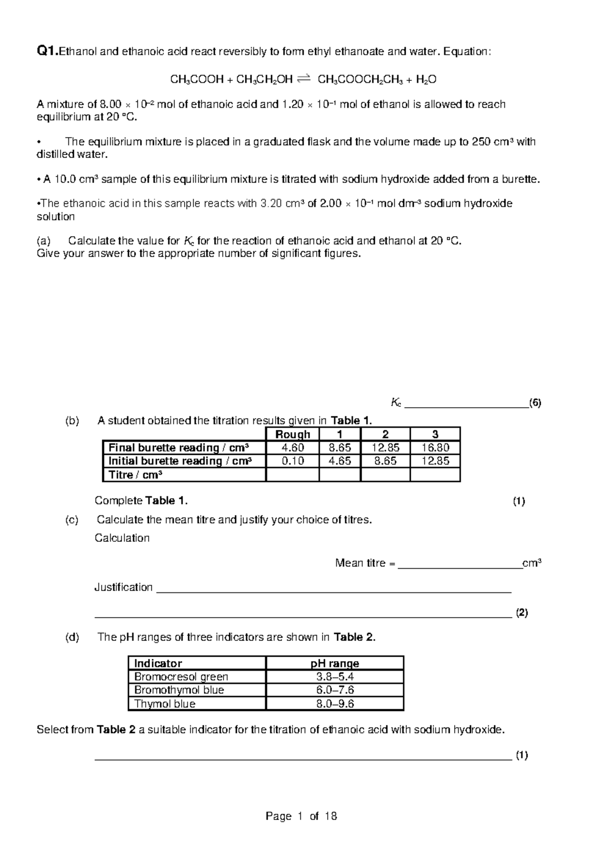 Kc Calculation and Titration Analysis for Chemistry 101 - Studocu