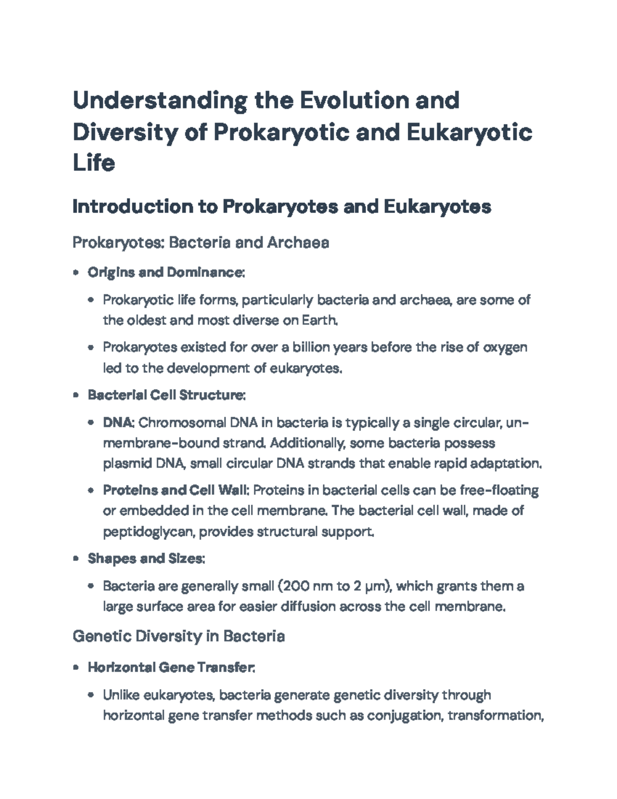 Understanding Prokaryotic and Eukaryotic Life: Evolution and Diversity ...