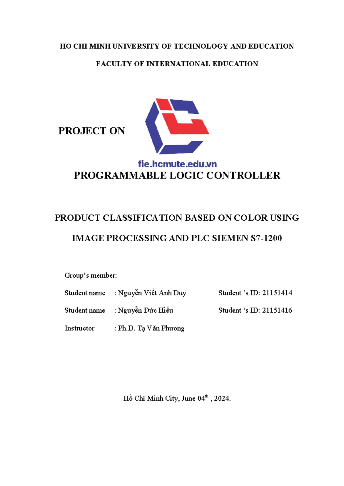 Project on PLC: Color-Based Product Classification Using Image ...
