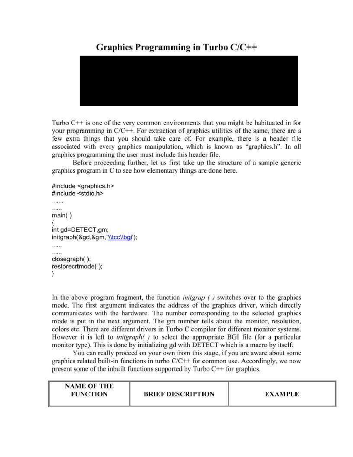 Graphics Programming in Turbo C: Lab Assignment Overview - Studocu