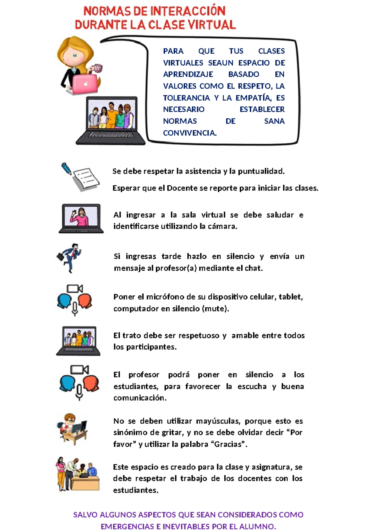 Normas de Convivencia Virtual para Clases en Línea - Studocu