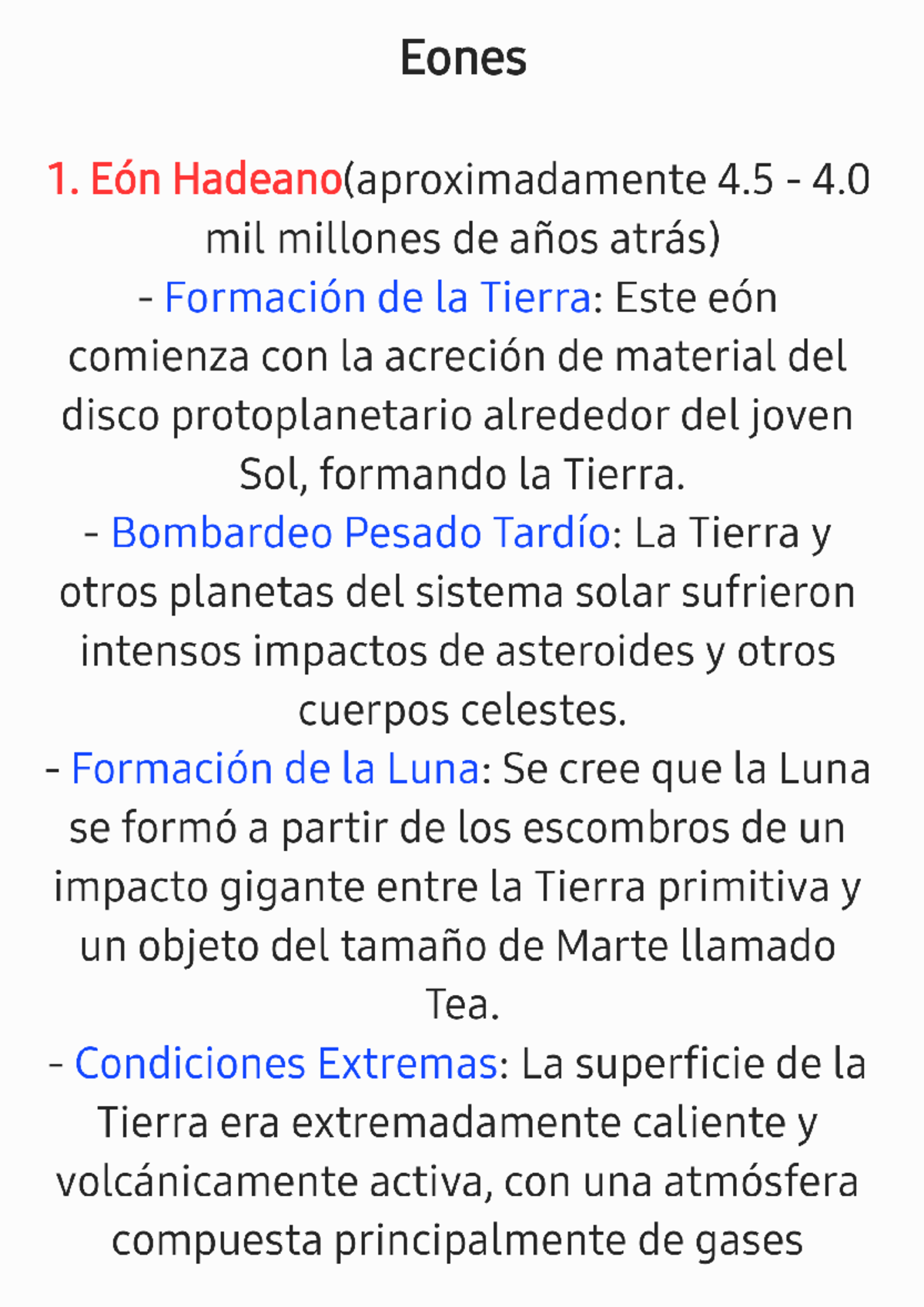 Eones de la Tierra: Evolución Geológica y Biológica - Studocu