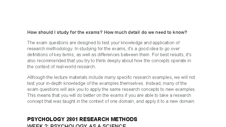 Psychology 2801 Research Methods: Exam Study Guide and Key Concepts ...