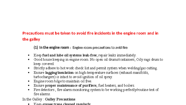 BSc 05 Fire Safety: Essential Precautions and Procedures - Studocu