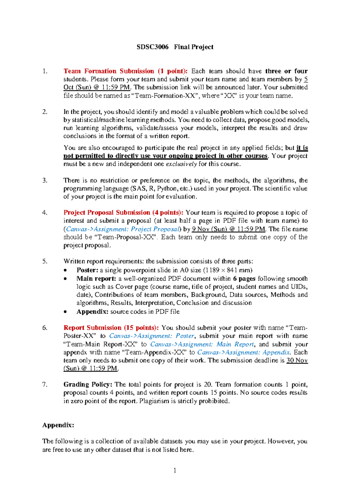 SDSC3006 Final Project Instructions: Team Formation & Submission - Studocu