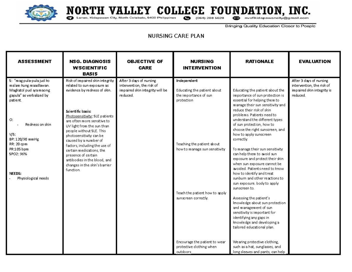 Nursing Care Plan For Impaired Skin Integrity To Diarrhea Indonesia ...