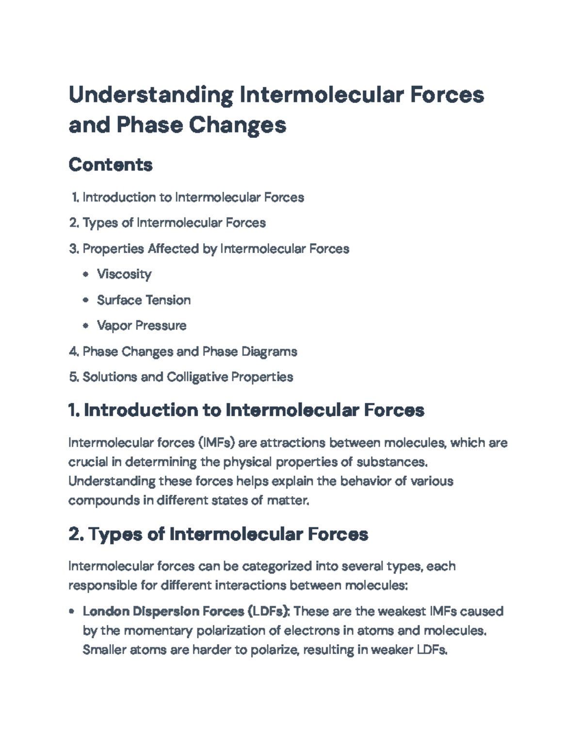 Intermolecular Forces and Phase Changes: Comprehensive Guide (CHEM101 ...