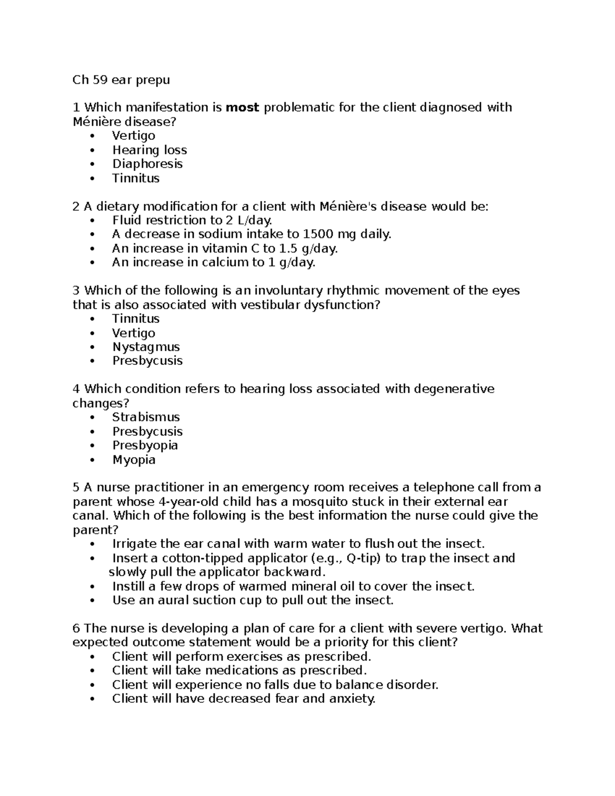 Ch 59: Ménière Disease & Ear Disorders - Key Concepts & Nursing Care ...