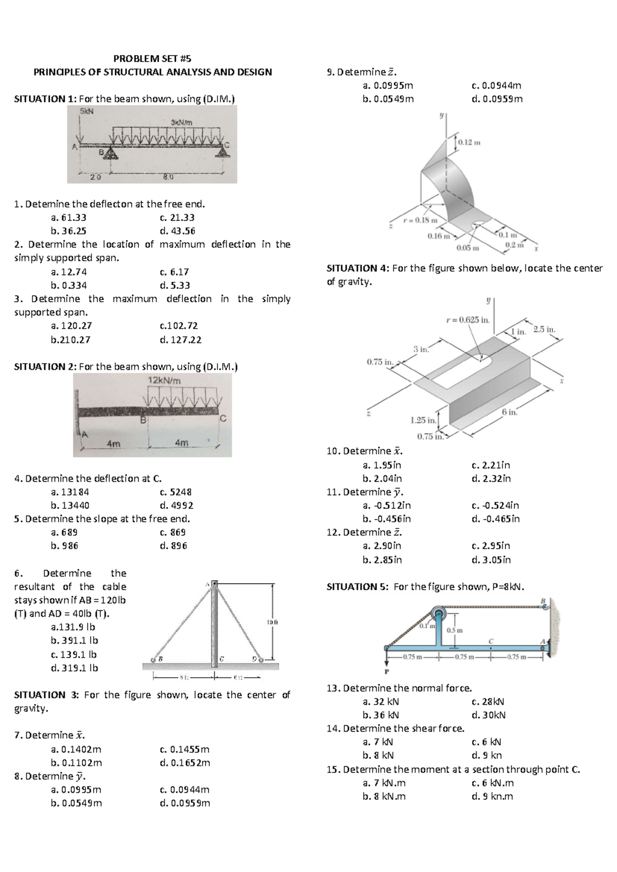 Problem Set 5 PSAD - Detailed Solutions & Review for Structural ...