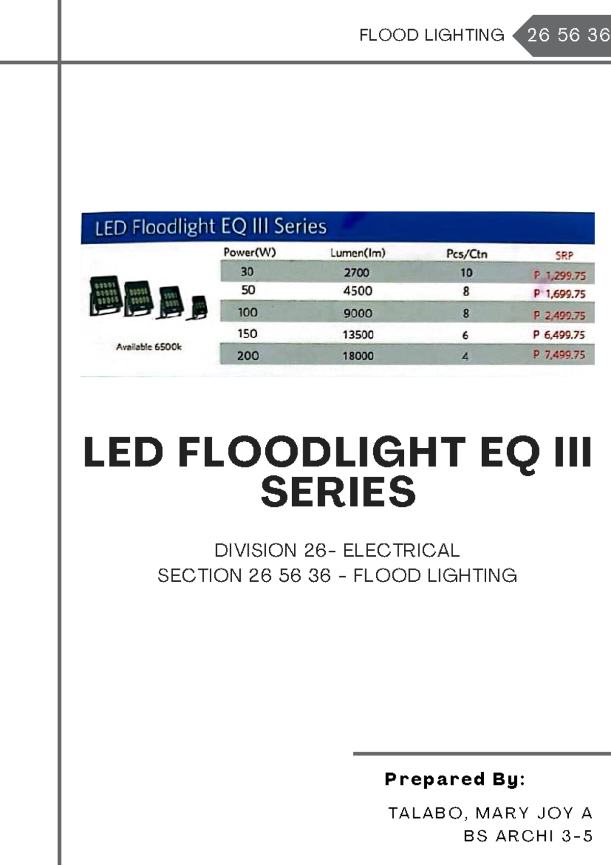 26 56 36 - Flood Lighting LED Floodlight EQ III Series Opple ...