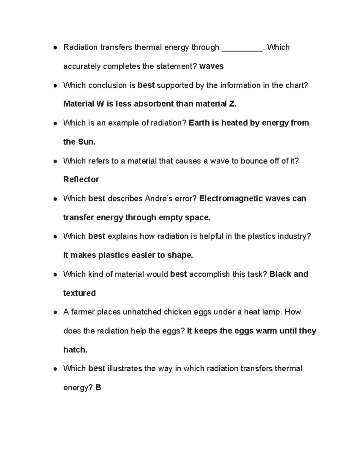 Radiation Quiz - Here are some notes that you can use. - Radiation ...