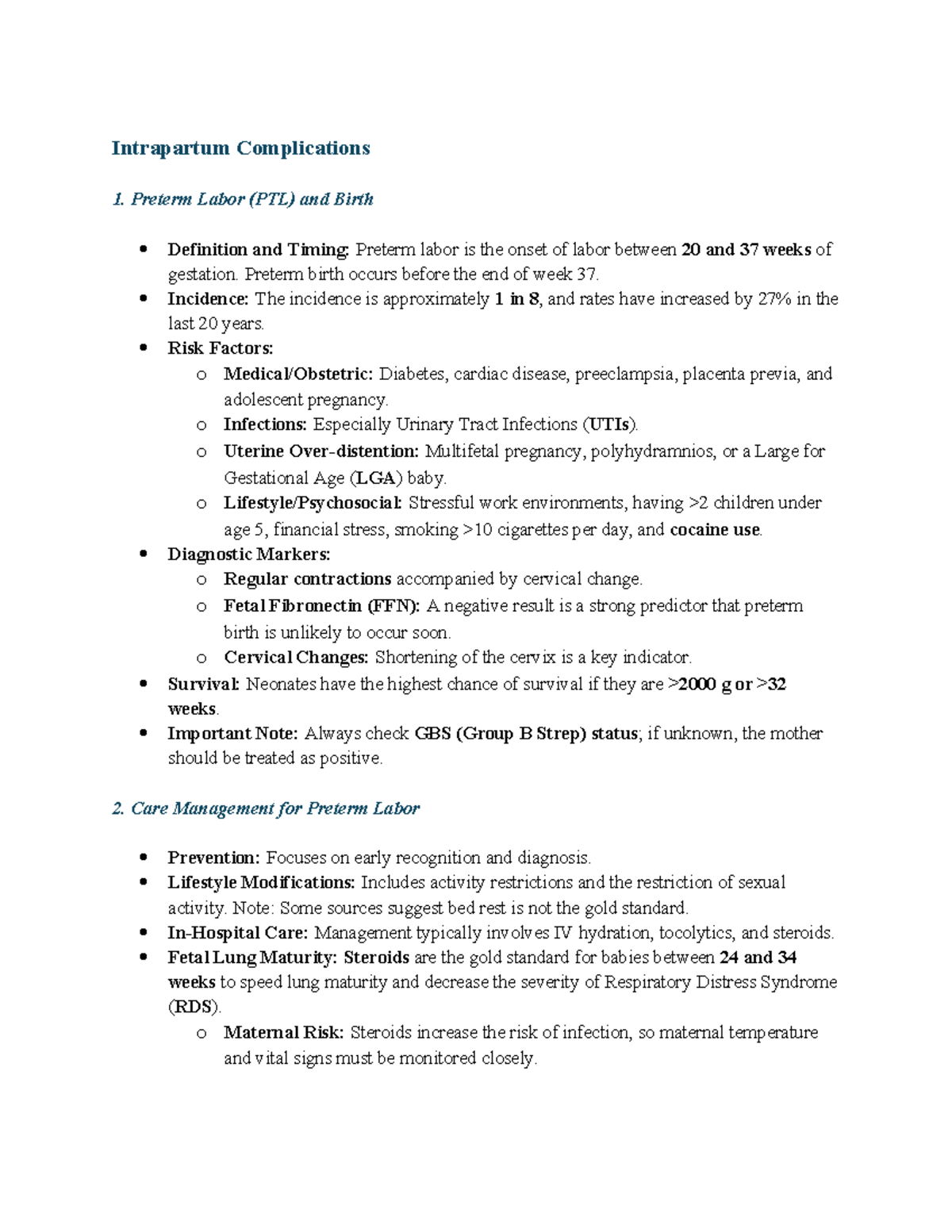 Intrapartum Complications: Preterm Labor (PTL) and Management Insights ...