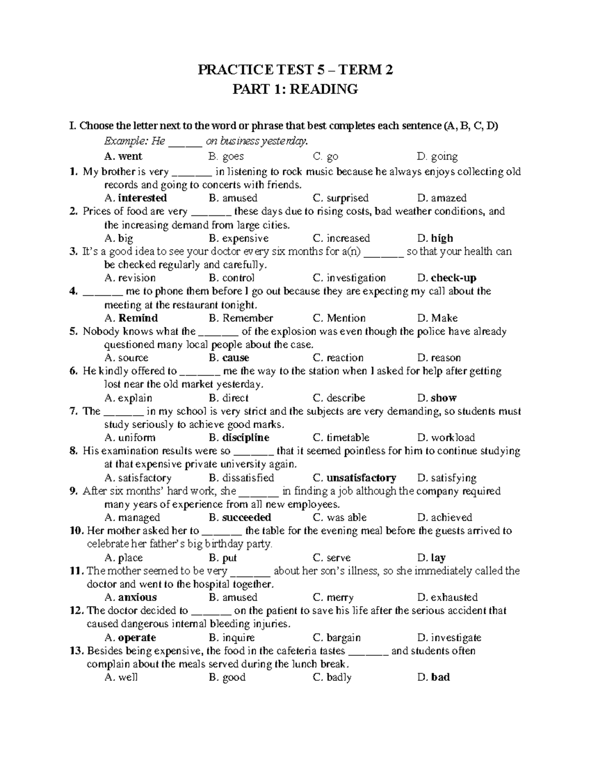 Practice Test 5 - HP2 - Reading Comprehension & Writing Skills - Studocu