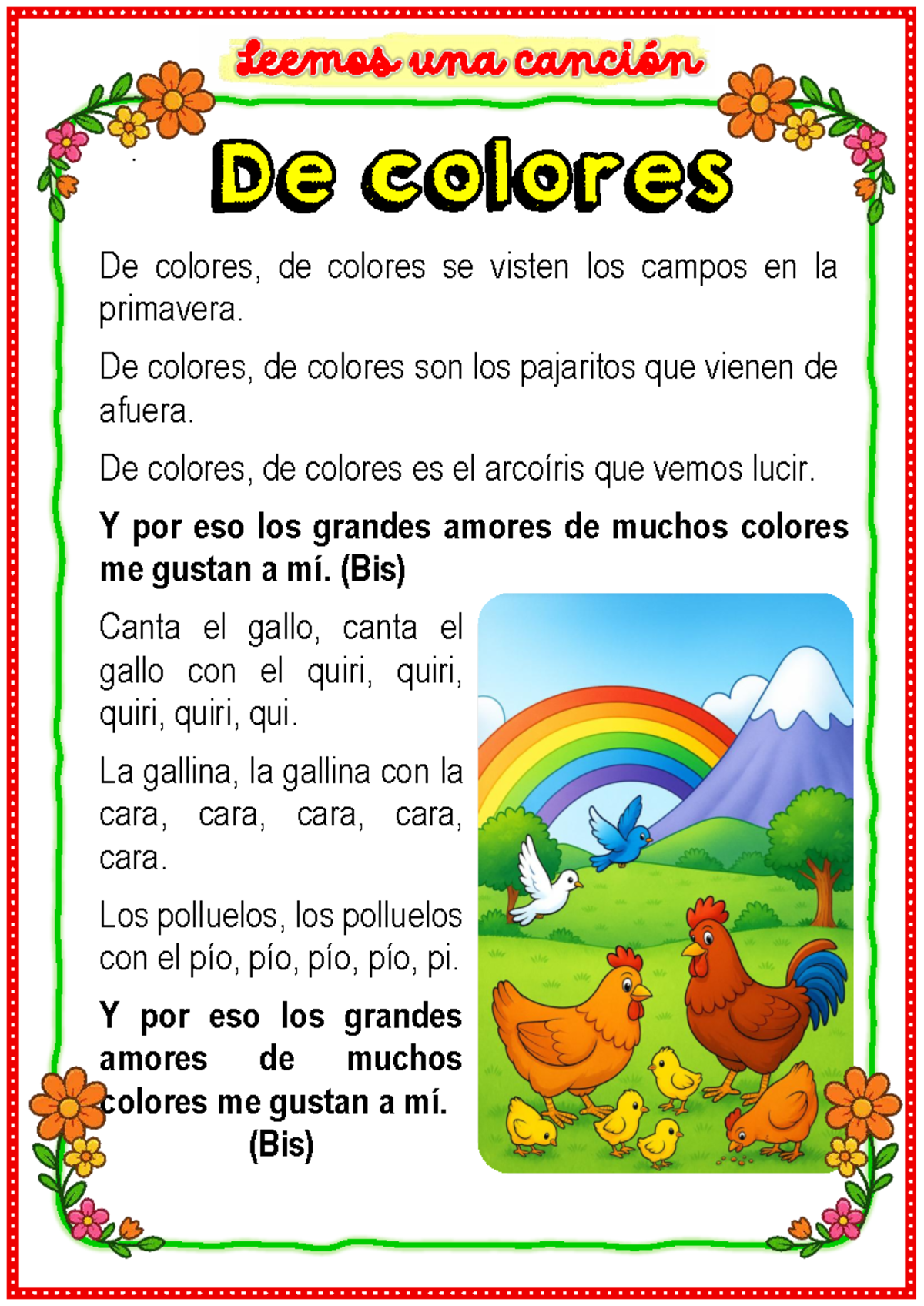 Ficha: Leemos una Canción sobre la Primavera - Maestra Janet - Studocu