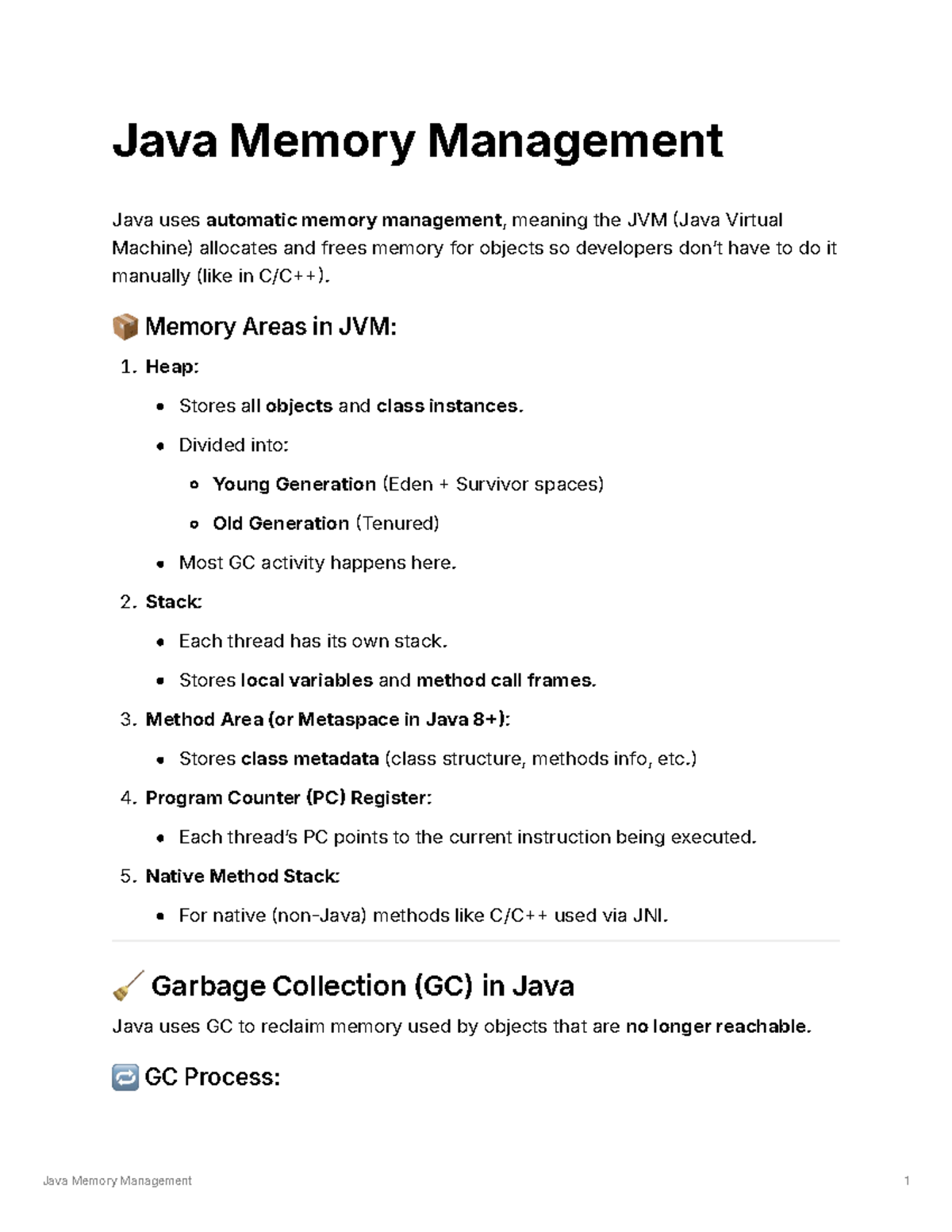 Java Memory Management: Understanding GC, Leaks, and Optimization - Studocu