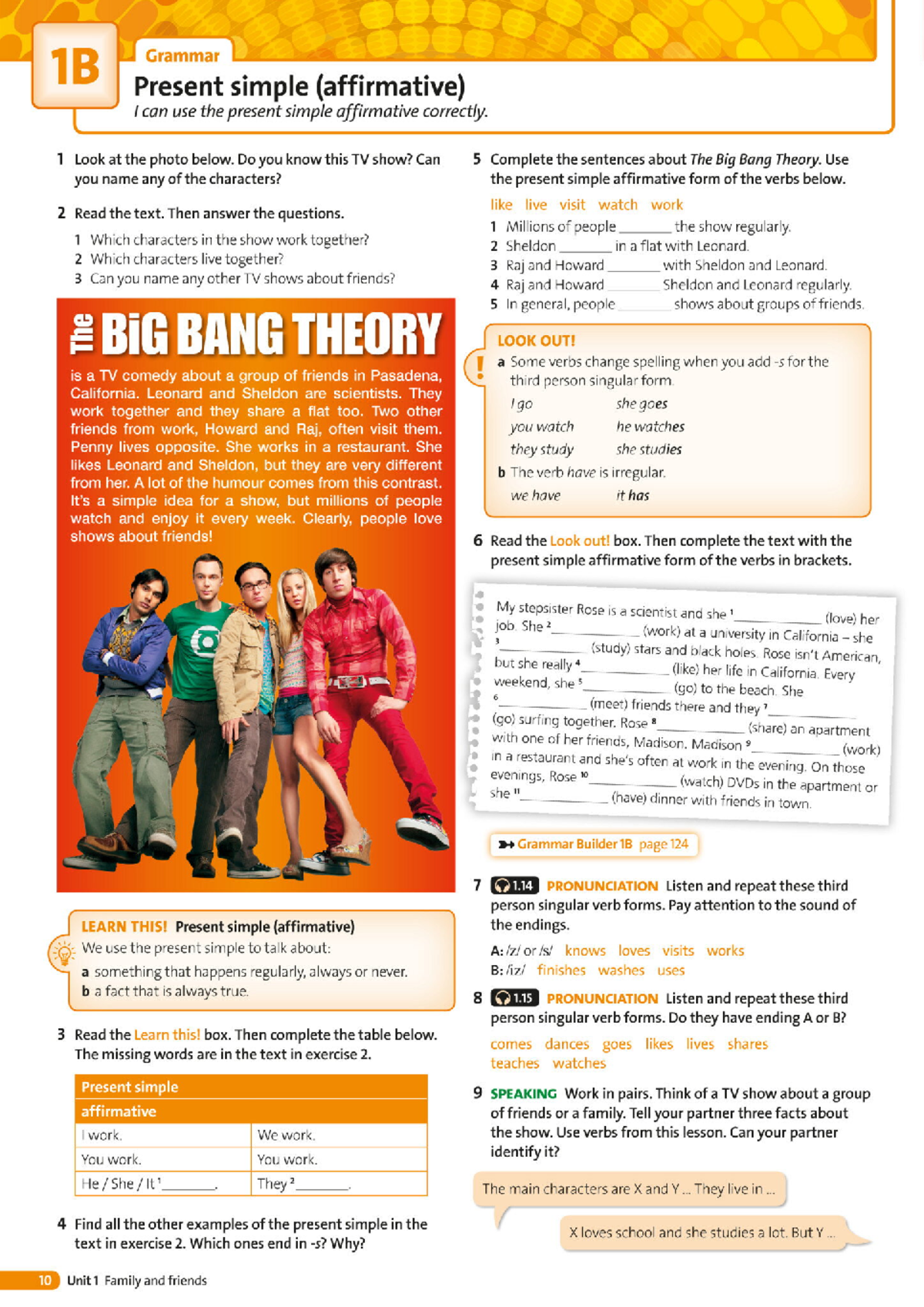 Worksheet 1B: Present Simple Affirmative - The Big Bang Theory - Studocu