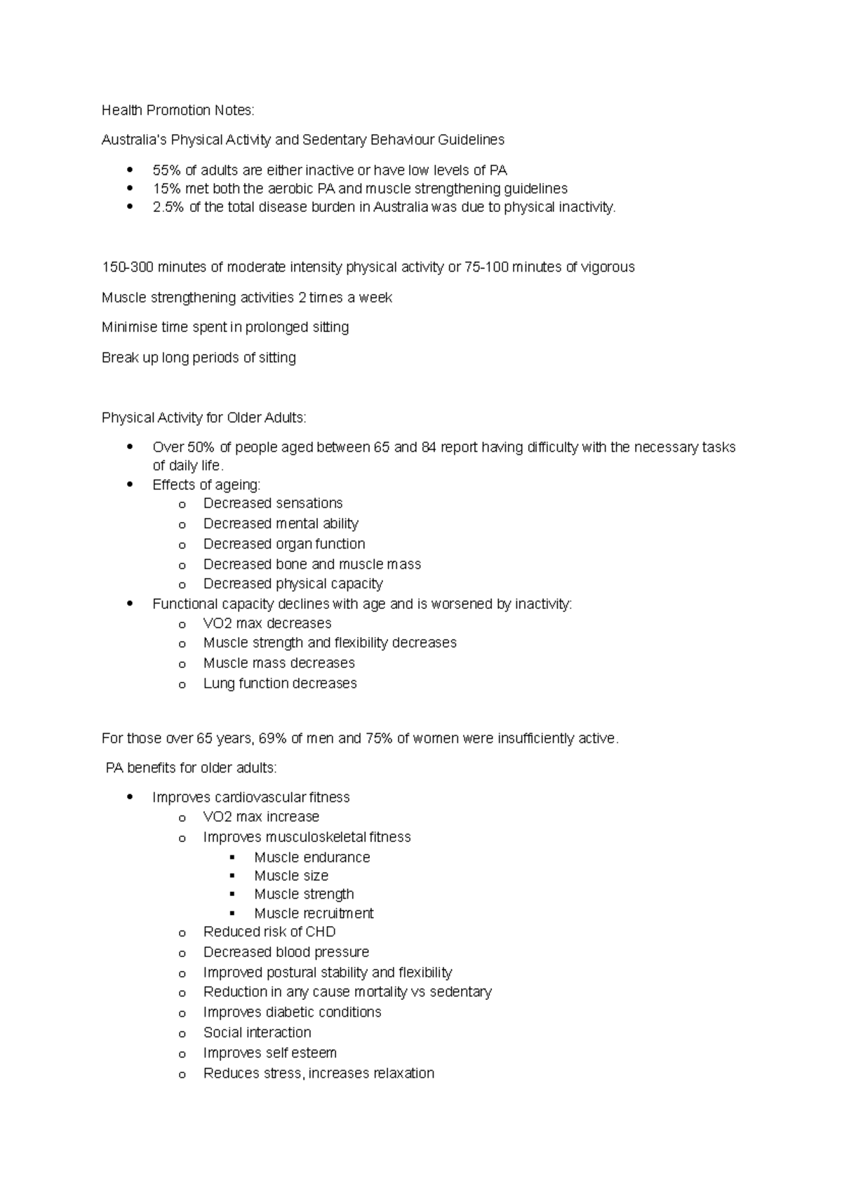Health Promotion Notes: Physical Activity & Sedentary Behaviour ...