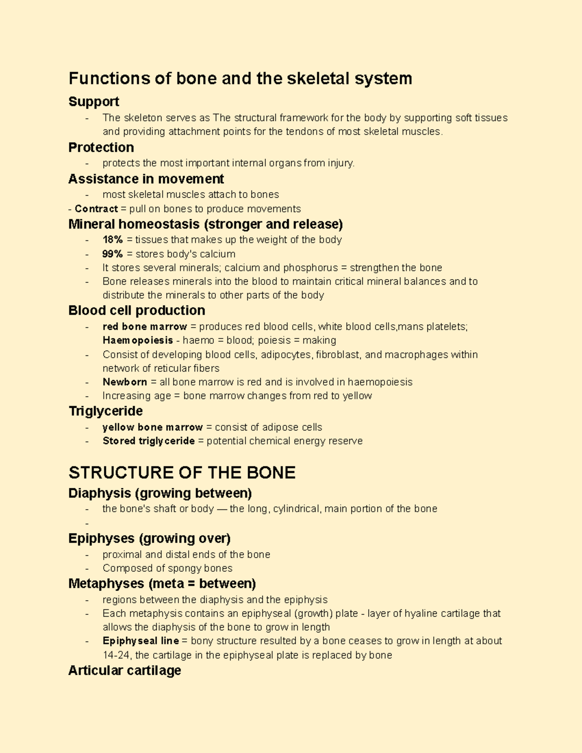 Chapter 6 - Functions and Structure of the Skeletal System - Studocu
