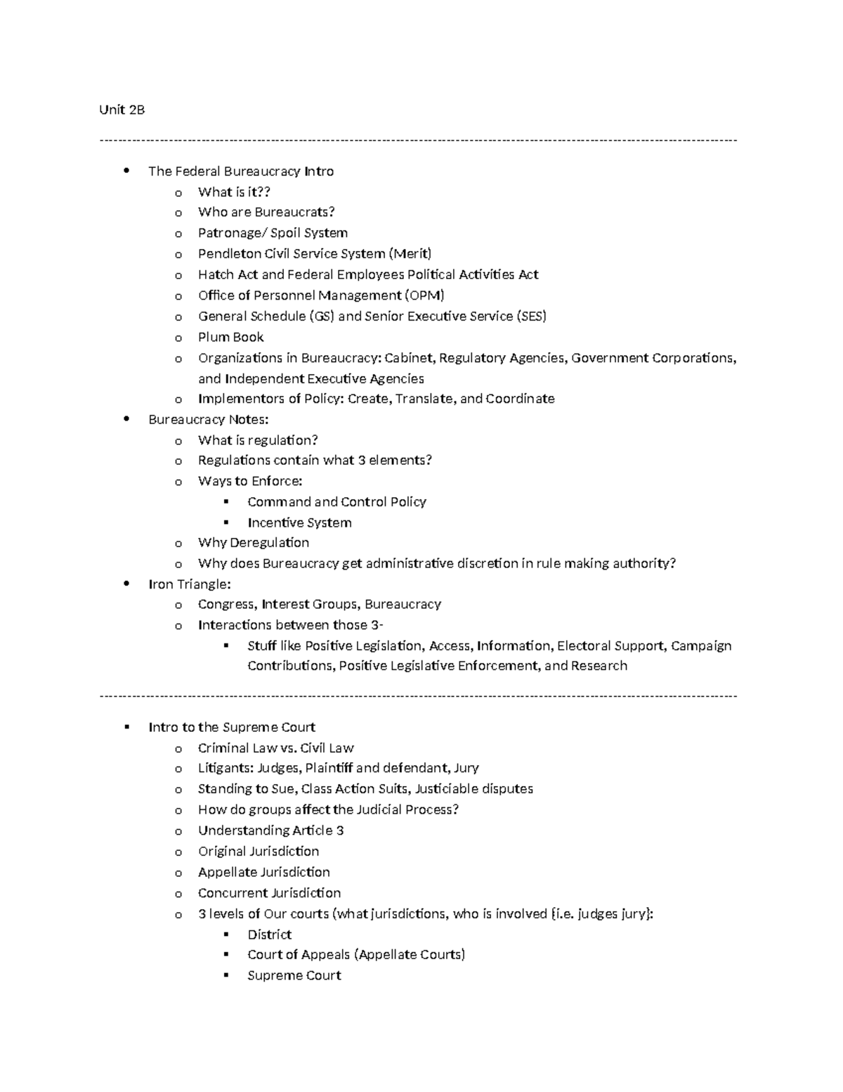 Federal Bureaucracy and Supreme Court Overview - AP Gov Notes (Unit 2B ...