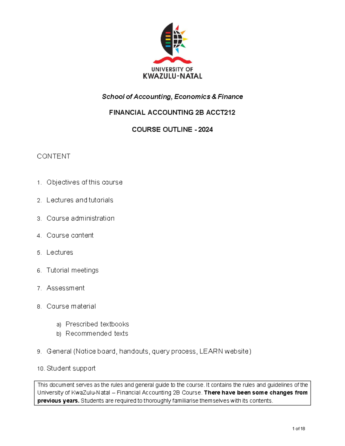 ACCT212 Financial Accounting 2B Course Outline 2024 (Final Version ...