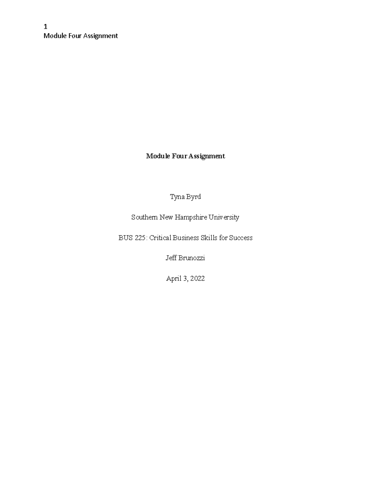 BUS225 Module Four Assignment - Module Four Assignment Module Four ...
