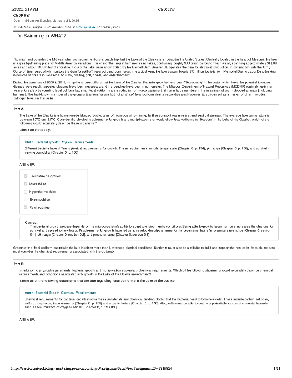 Bacterial Growth Dynamics and Fecal Coliform Monitoring (Ch 06 HW) - Ch ...