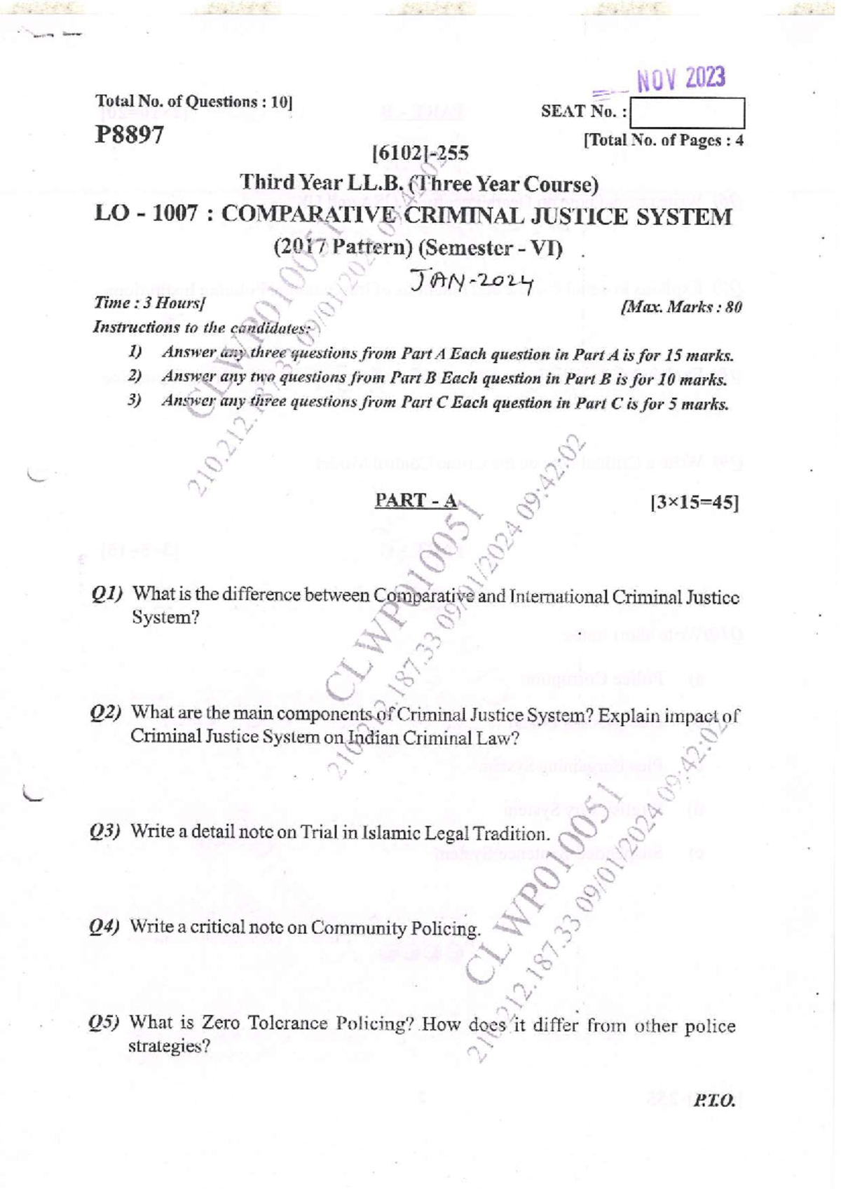 LO1007: Comparative Criminal Justice System - Exam Notes and Questions ...