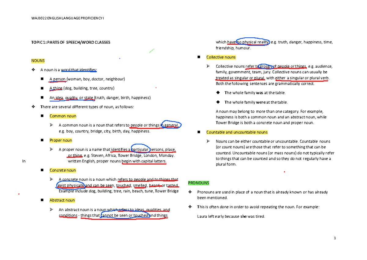WAJ3022 ELP - Lecture Summary on English Language Proficiency I - Studocu