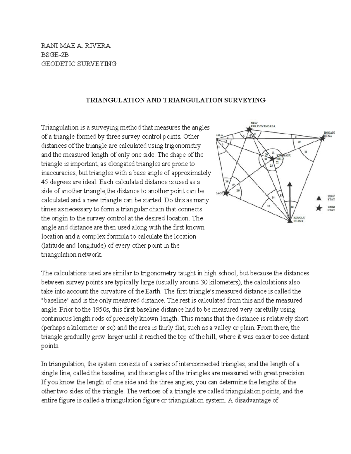 BSGE-2B Geodetic Surveying: Triangulation Methods Explained - Studocu