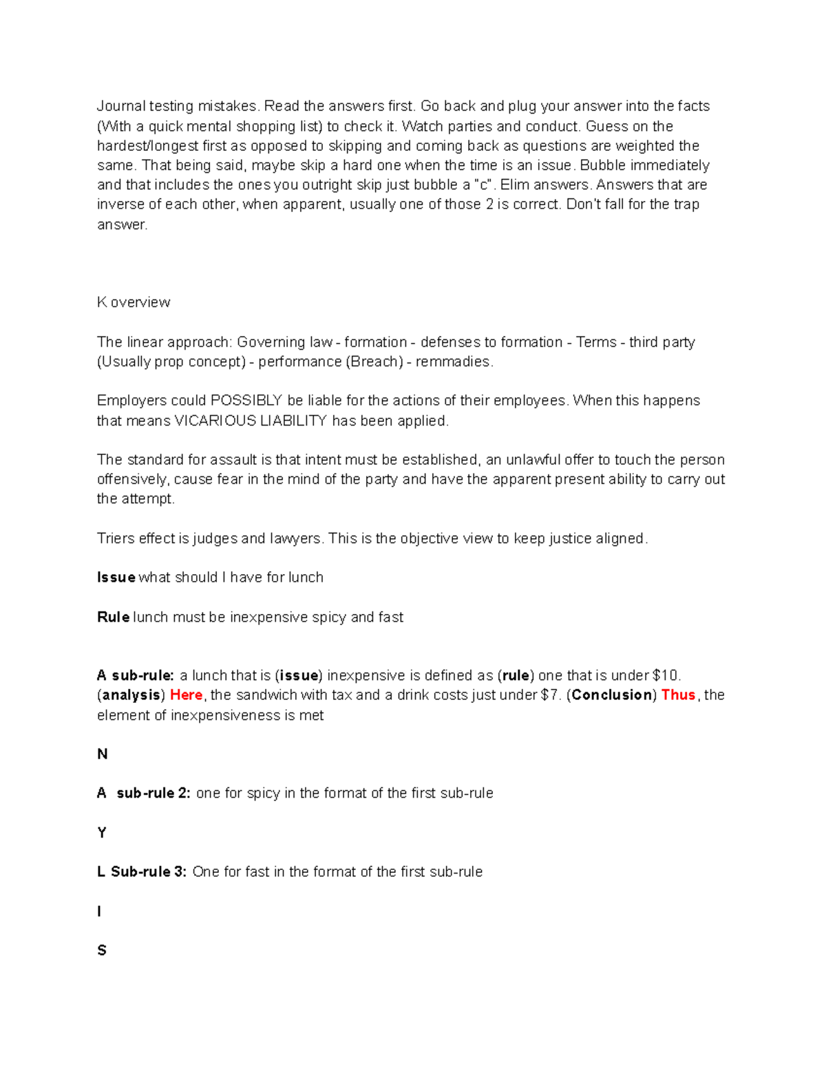 EXL - FONG: Journal Testing Mistakes & Legal Principles Review - Studocu