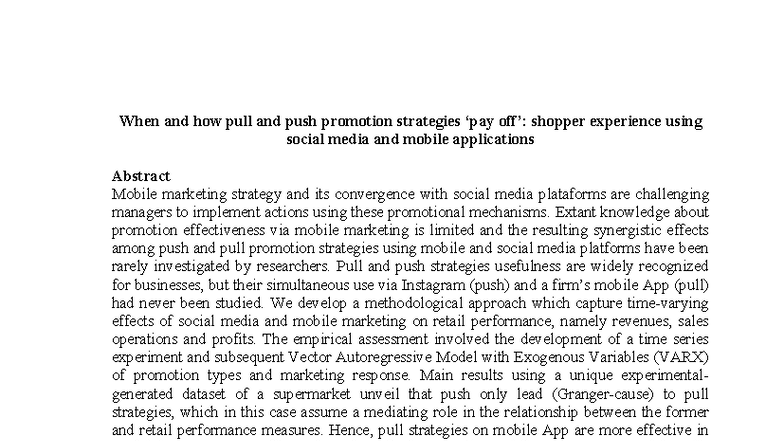 6855 - Push and Pull Marketing Strategies: Examining Social Media ...