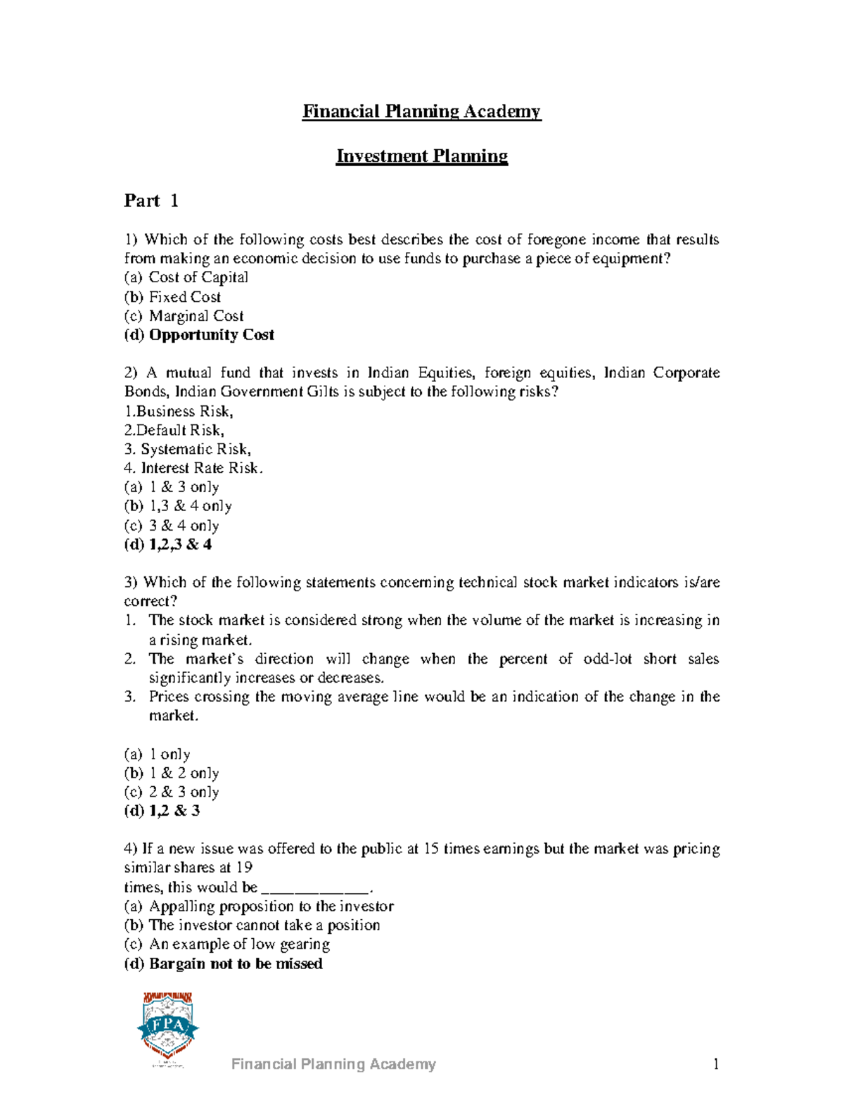 17224631 Investment Planning Quiz Answers for Module 1 - Studocu