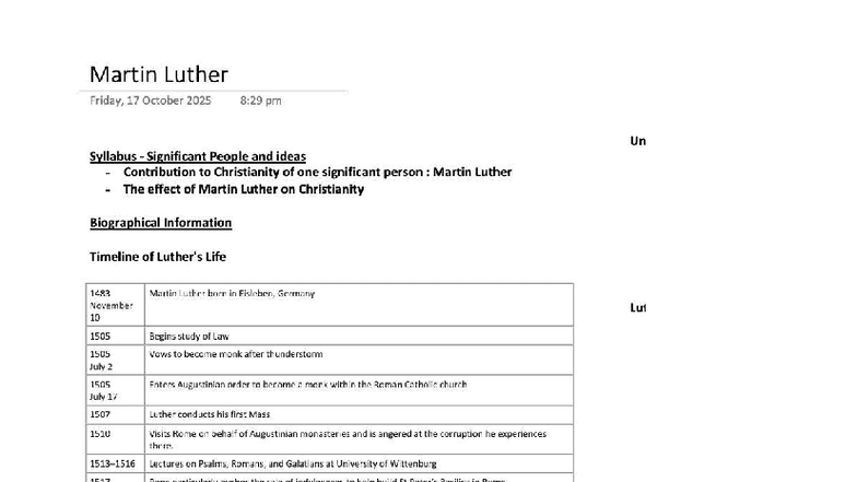 SOR Notes: Martin Luther's Impact on Christianity and the Reformation ...