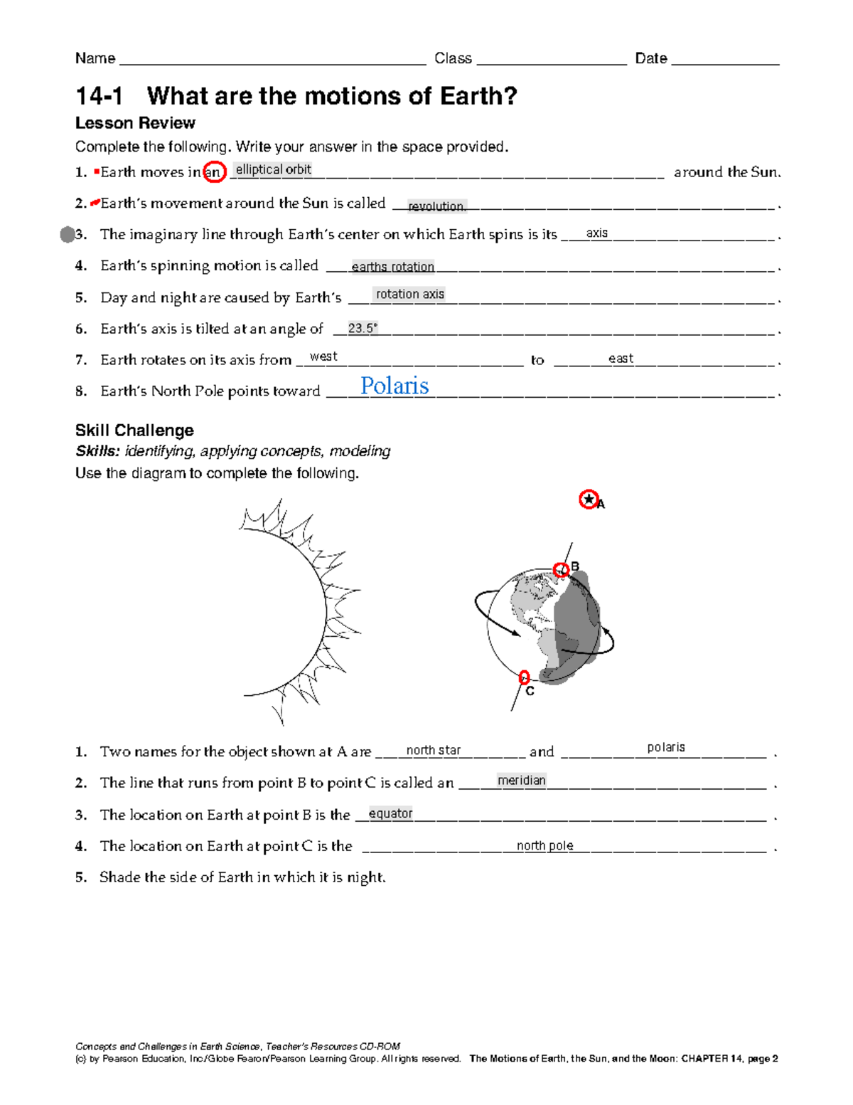 Earth Science CH14-1: Motions of Earth, Sun & Moon - Lesson Review ...