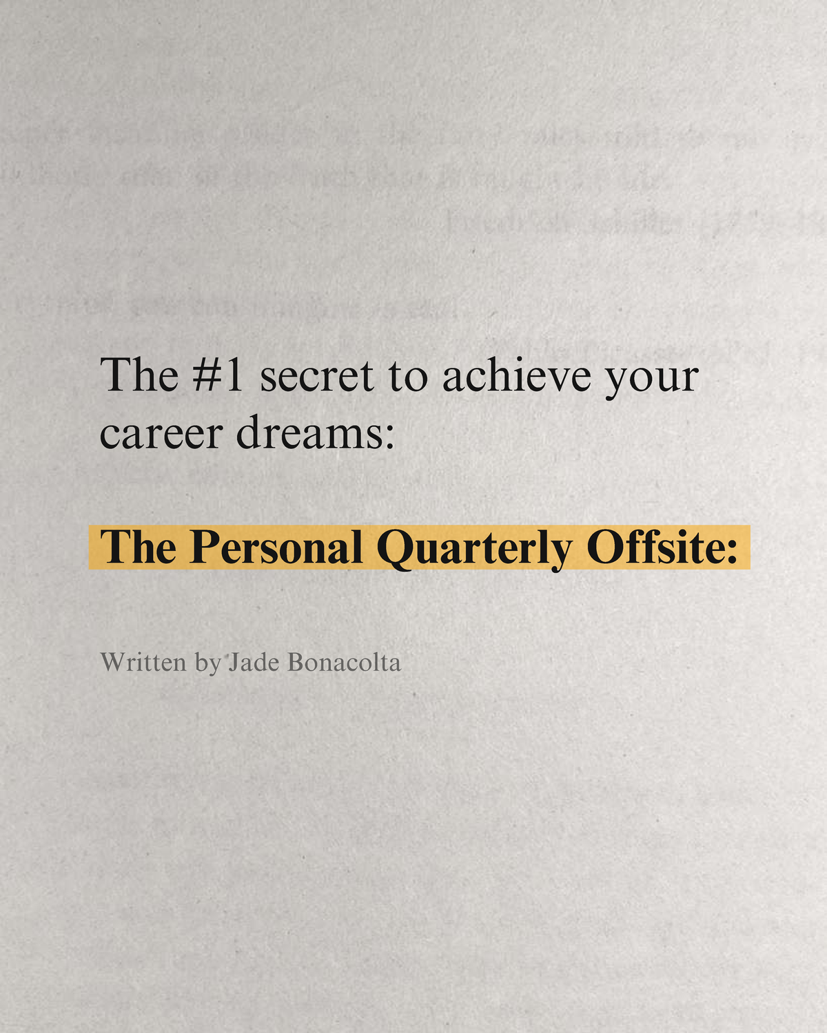 Personal Quarterly Offsite: Achieving Career Dreams in 5 Steps - Studocu