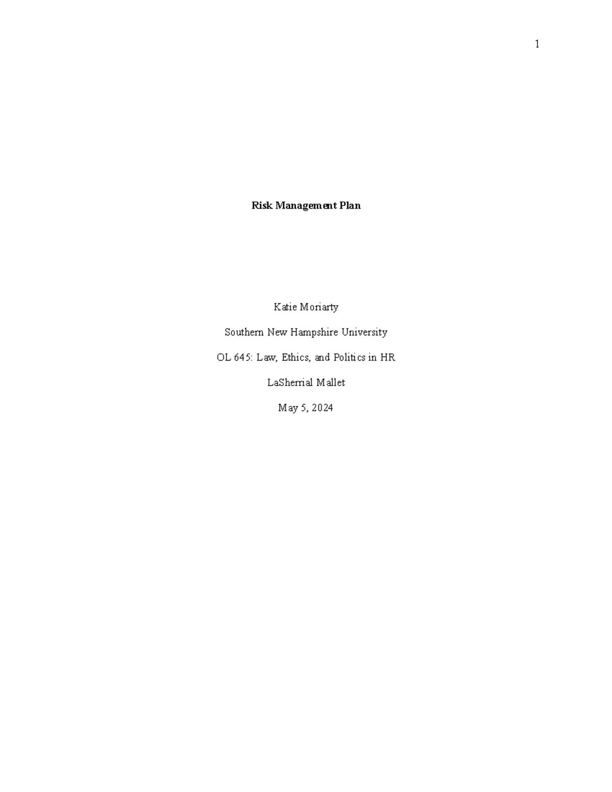 OL 645 Final Paper: Comprehensive Risk Management in Workplace Romances ...