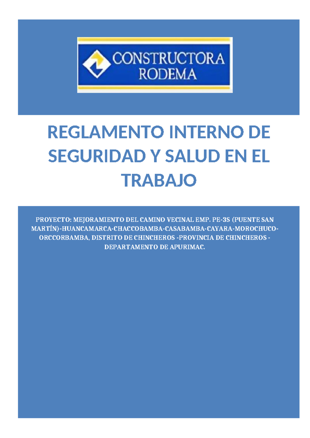 Reglamento Interno de Seguridad y Salud en el Trabajo - RISST Rodema ...