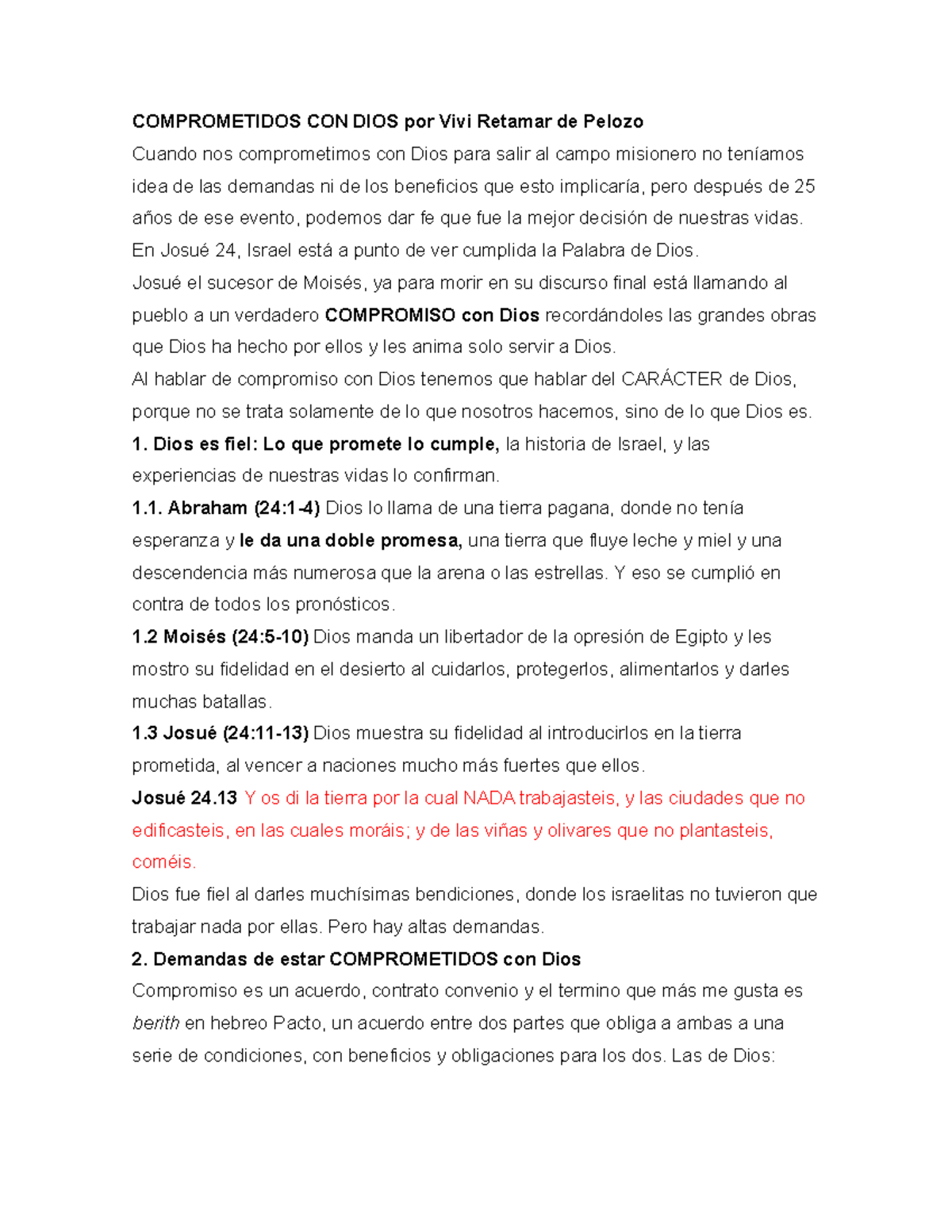 Comprometidos con Dios - En Josué 24, Israel está a punto de ver ...