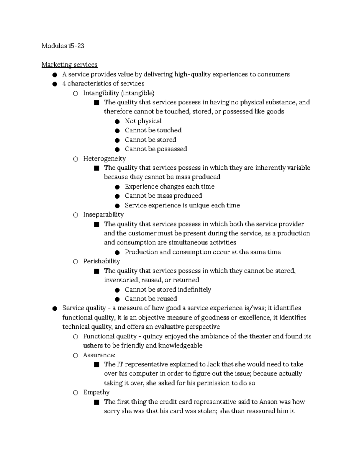 MKT 301 - Exam 3 Study Guide: Key Concepts in Marketing Services - Studocu