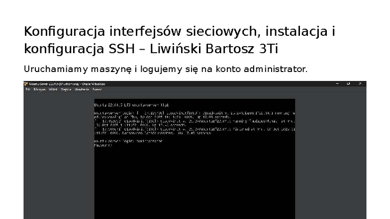 P03 - Konfiguracja SSH w Ubuntu Server 22.04 - Instrukcja krok po kroku - Studocu