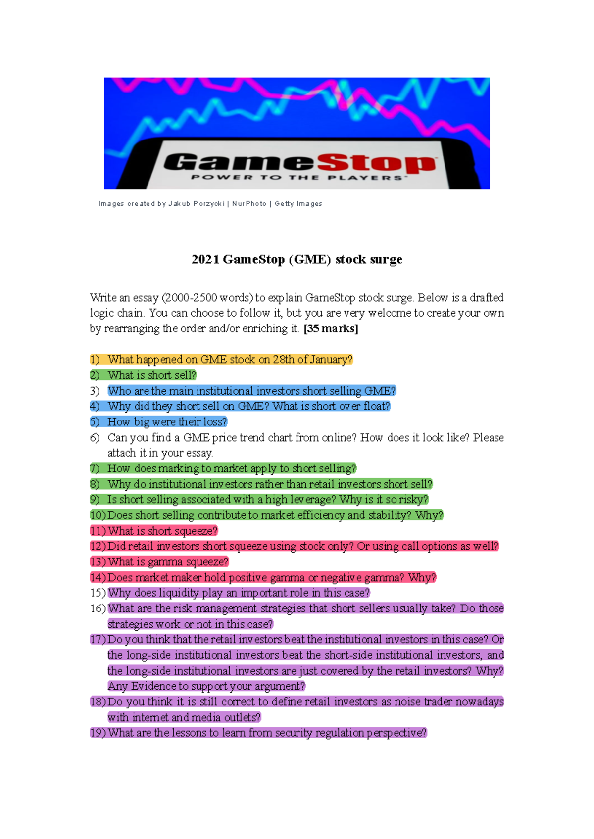 Case Study: Analyzing the 2021 GameStop (GME) Stock Surge Impact - Studocu