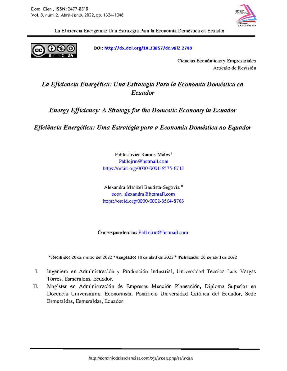 Eficiencia Energética y su Impacto en la Economía Doméstica en Ecuador ...