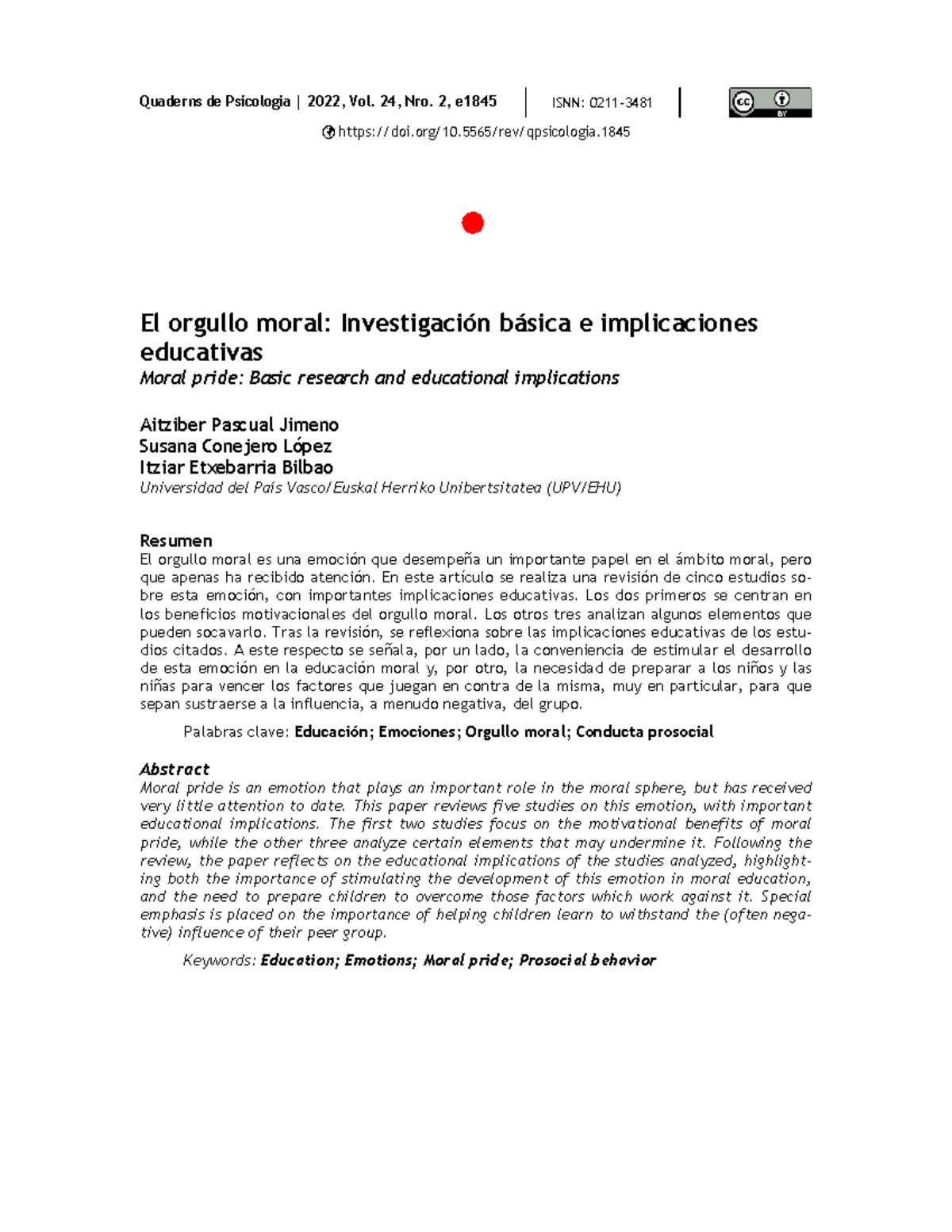 El orgullo moral: Investigación y sus implicaciones educativas (PSI ...