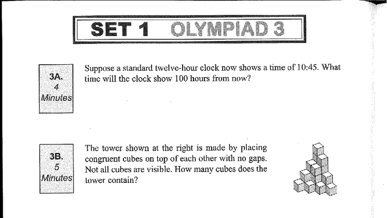 Set 3 - Math Olympiad for Middle School Problems - Studocu