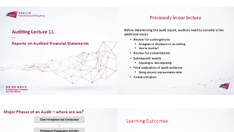 Audit 11 - Final Lecture Notes on Audit Reports and Standards - Studocu