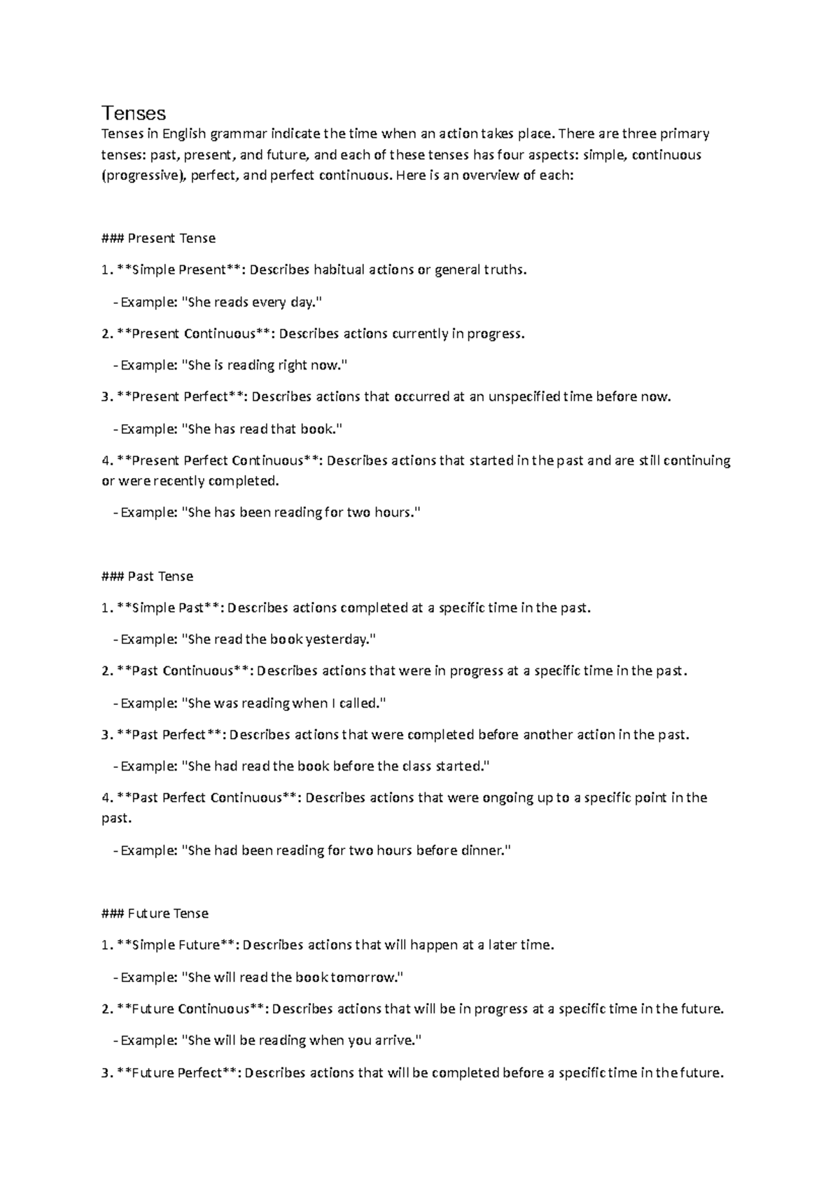 Tenses Overview - English Grammar Study Guide for Grade 11 - Studocu